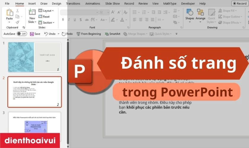 Cách đánh số trang trong PowerPoint 2016 2019 theo ý muốn