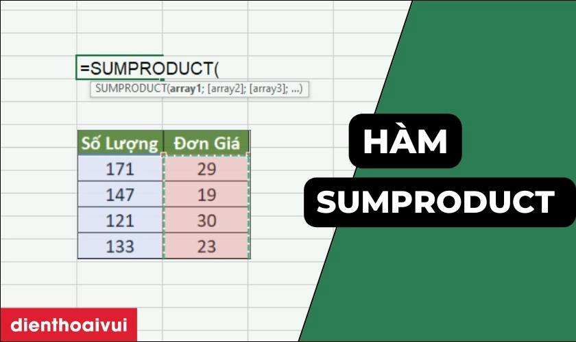 Cách dùng hàm SUMPRODUCT tính tổng nhiều điều kiện trong Excel
