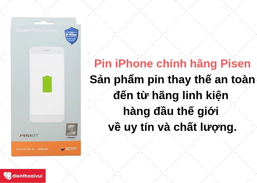 Thay pin Pisen iPhone 5 Chính hãng, Giá rẻ, Uy tín - Bảng giá mới nhất