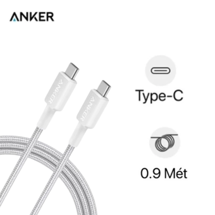 Cáp Anker 322 Usb-C to Usb-C 0.9m Nylon chính hãng | Lấy liền