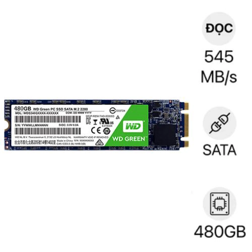 Ổ cứng SSD Western Digital Green M2.SATA 480GB chính hãng | Lấy liền