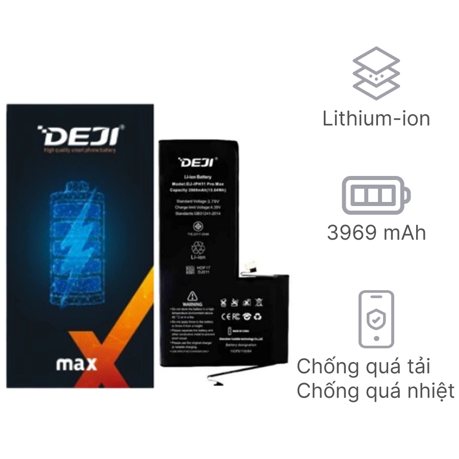 Thay pin chính hãng Deji cho iPhone 11 Pro Max lấy ngay