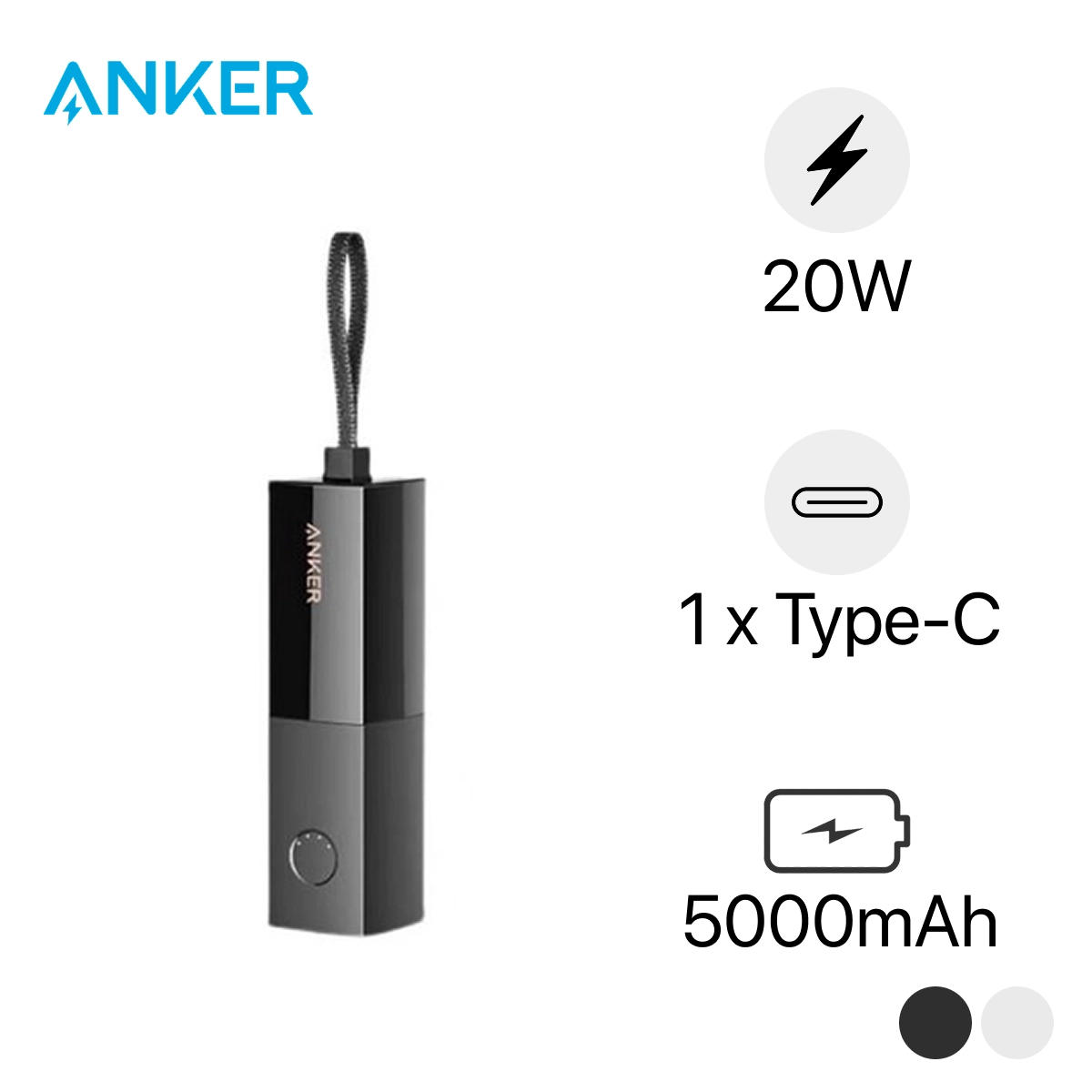 Pin sạc dự phòng Anker 511 Powercore Fusion 1C 20W 5000mAh A1633 chính ...