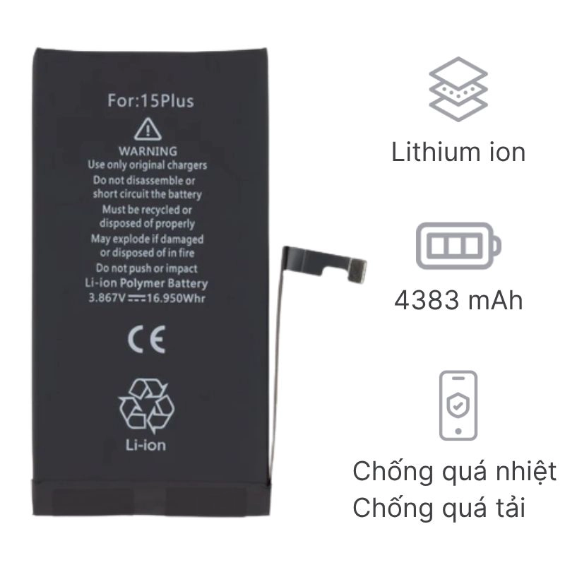Thay pin iPhone 15 Plus dung lượng chuẩn chính hãng Pisen chính hãng ...
