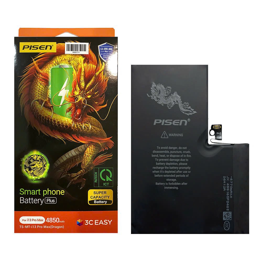 Thay pin dung lượng siêu cao chính hãng Pisen iPhone 13 Pro Max